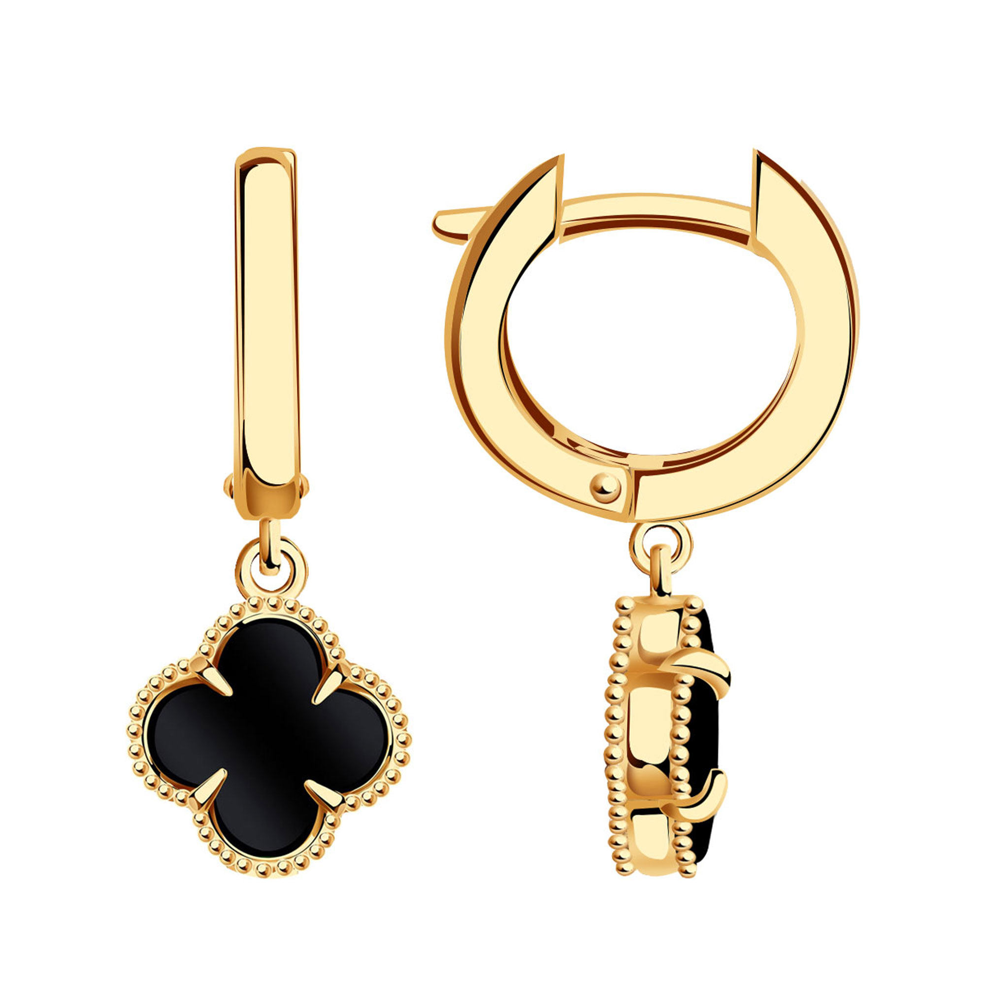 Серьги Diamant online, красное золото, 585 проба, оникс