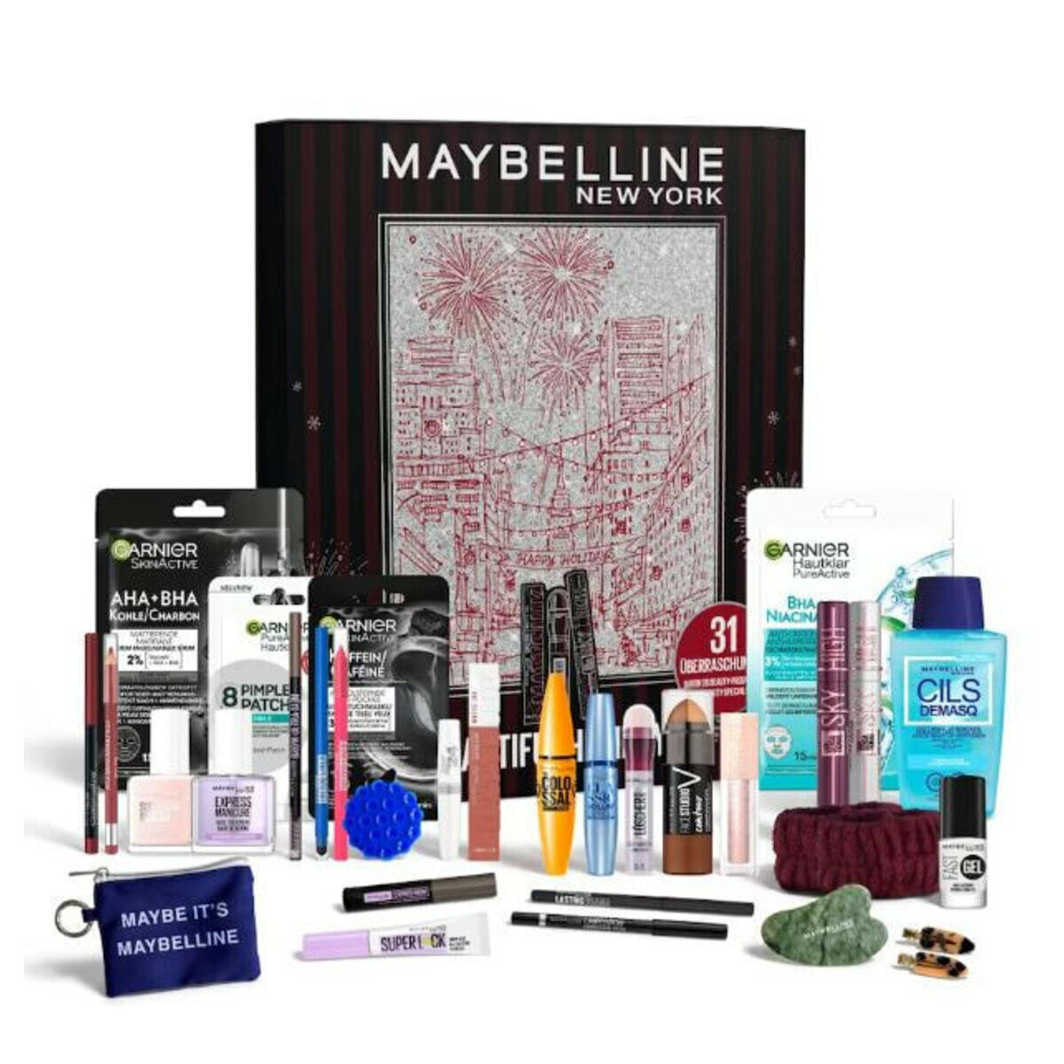 Косметический набор Maybelline 31er 2026 адвент макияж и уход унисекс, 31 окошко
