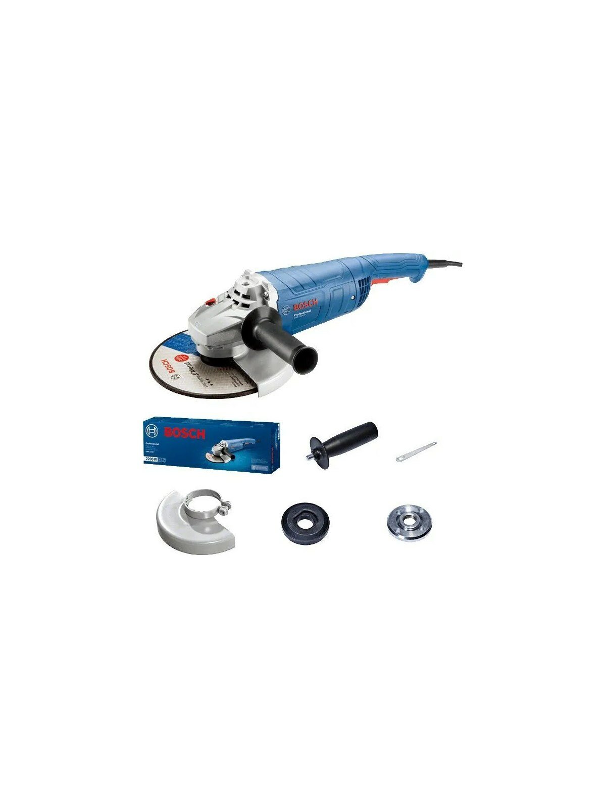 Болгарка электрическая (УШМ, болгарка) Bosch GWS 2200-230 P, 2200Вт, 6500 об/мин, 230 мм, 06018F4100