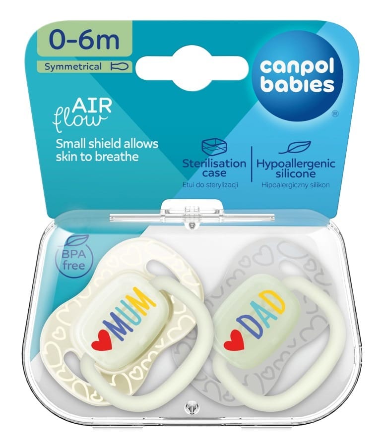 Пустышка Canpol babies Mum&Dad, 0-6 мес, 2 шт