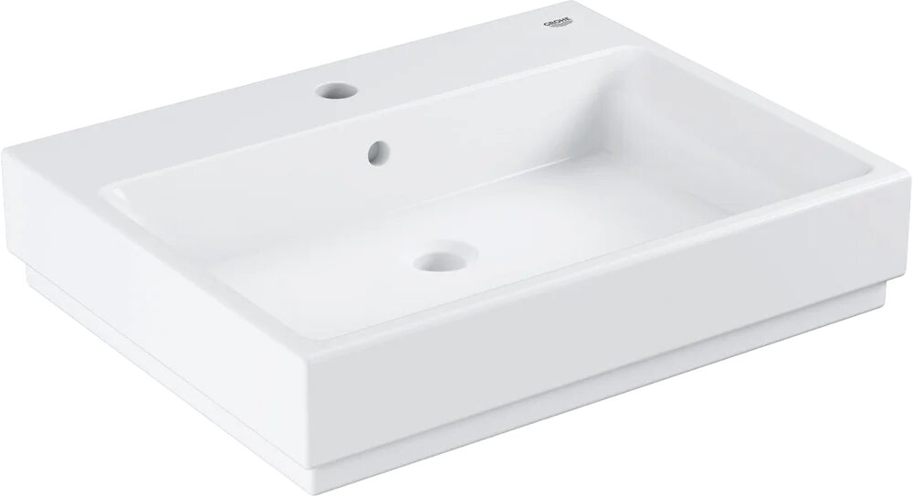 Накладная раковина Grohe Cube Ceramic 3947700H 60 накладная, фарфоровая, со встроенным сливом-переливом, прямоугольная, раковина для ванной, белая