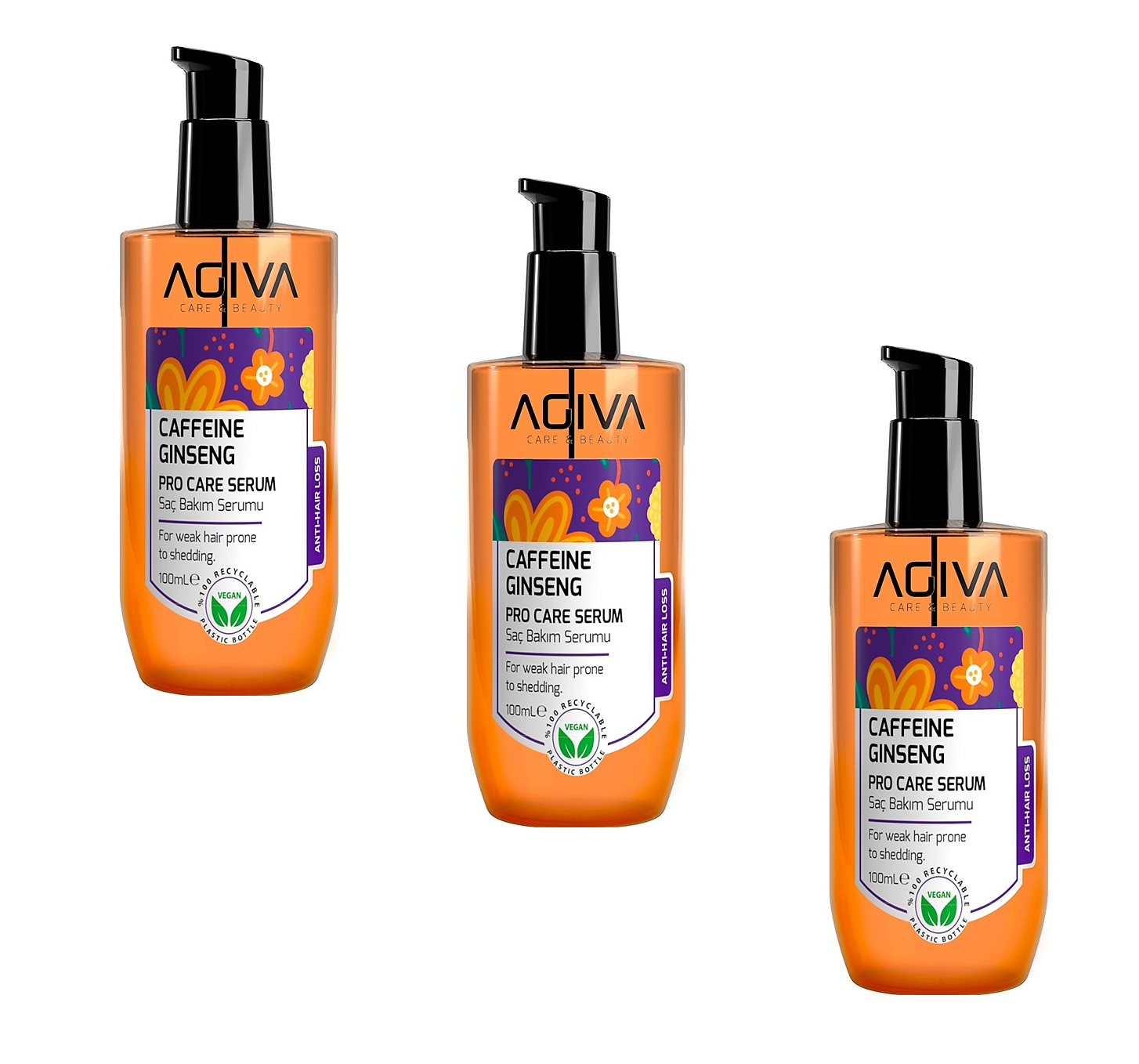 Сыворотка Аgİva для волос Caffeine Ginseng Pro Care 100мл 3шт