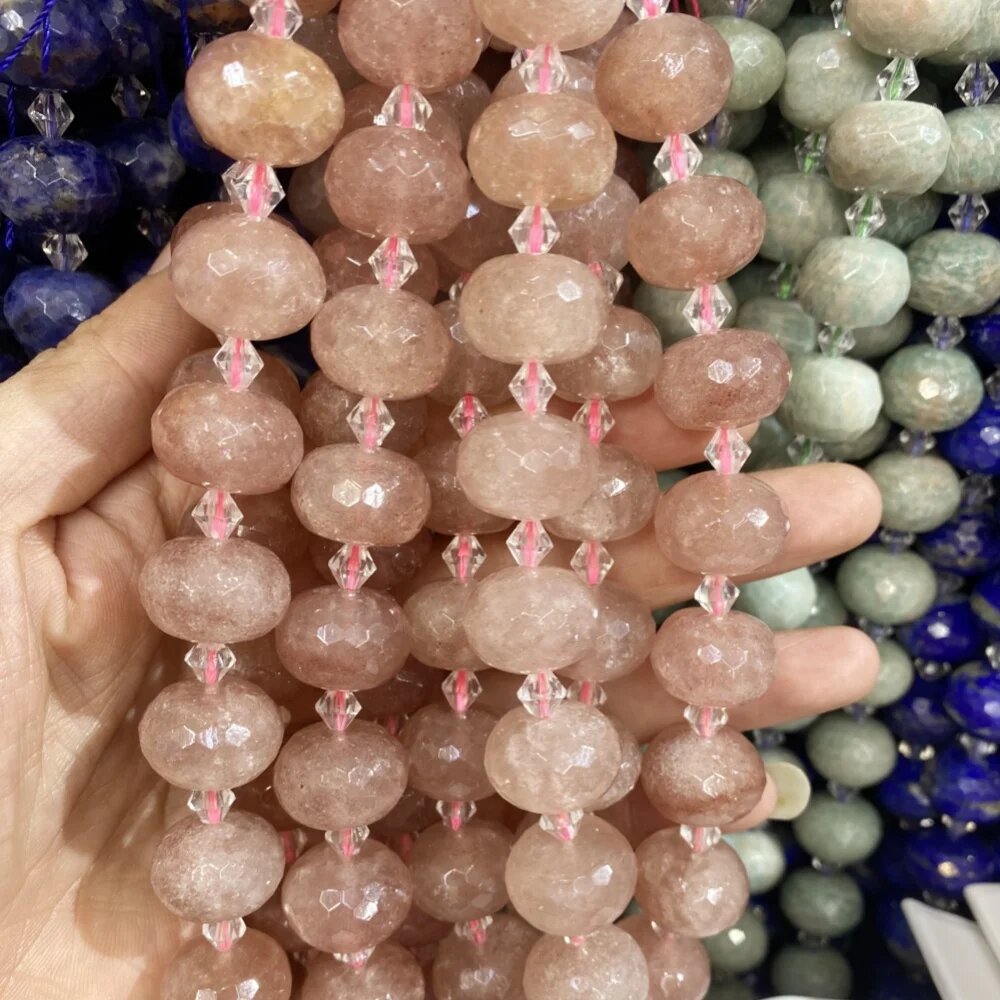 Бусины из розового кварца Strawberry Quartz 13x18 мм
