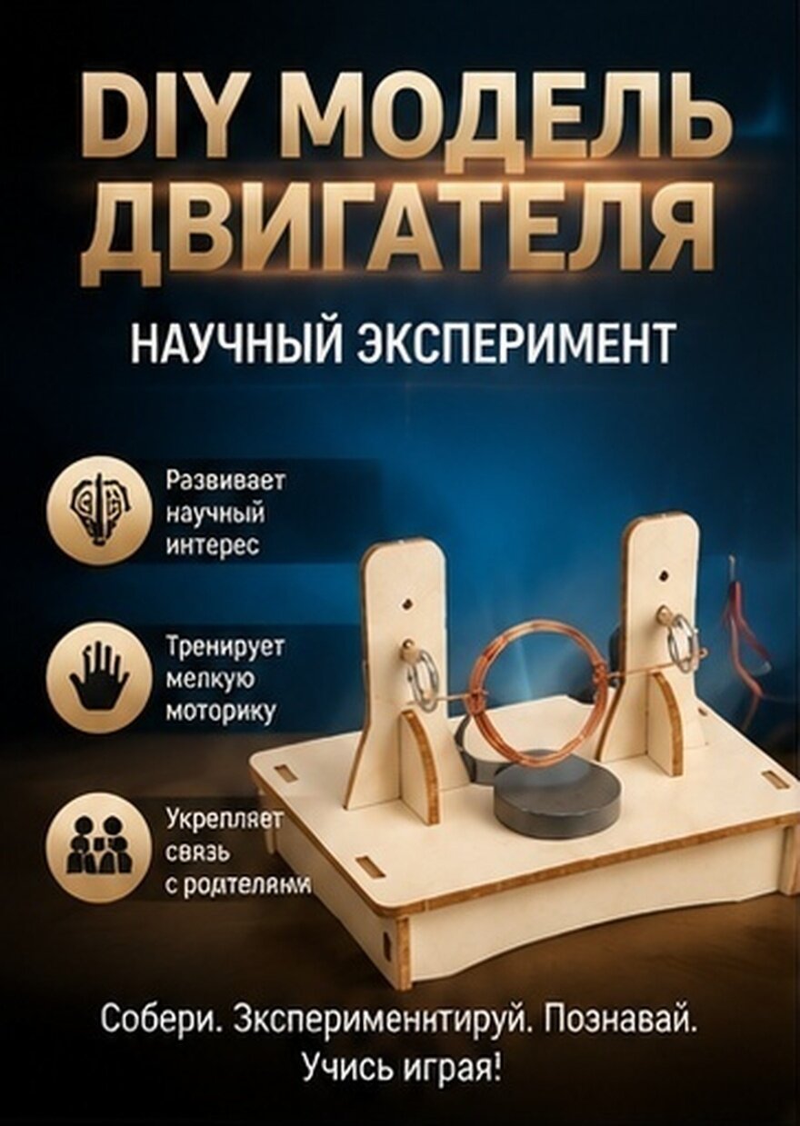 Набор Для Сборки Двигателя Diy Детский Игрушечный Двигатель Из Дерева Коричневый Размер 10.00X7.00X6.00Cm