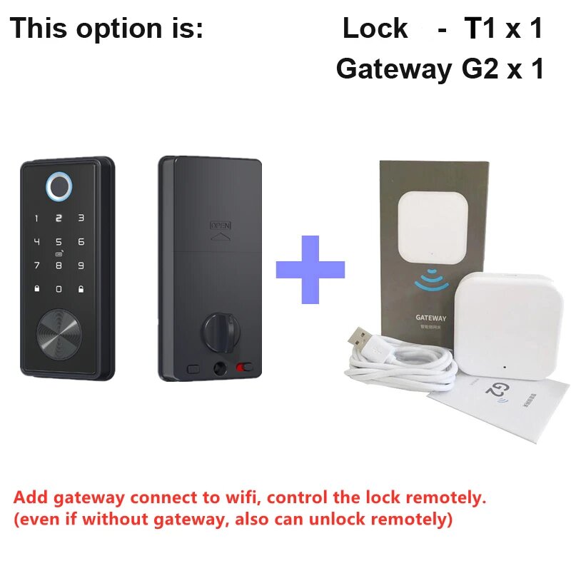 RAYKUBE T1 черный Bluetooth дверной замок T1 and G2 Gateway