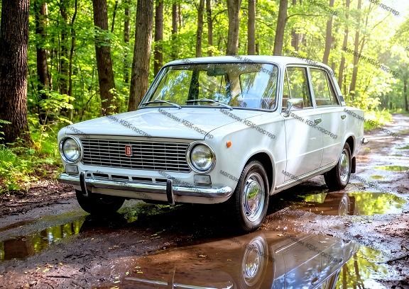 Советский автомобиль "ВАЗ-2101" - жигули копейка. 21х30 см. Постер А4_055.