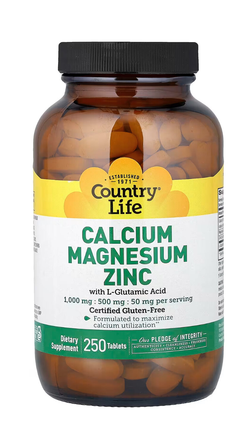Country Life Calcium Magnesium Zinc (Кальций магний цинк) 250 таблеток