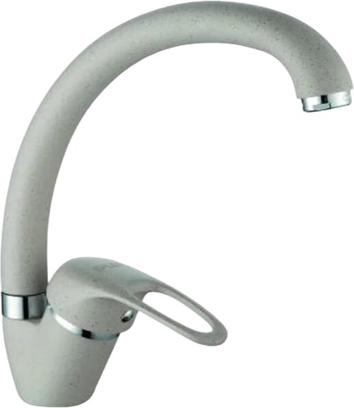Смеситель для кухни D-lin D150409-K с поворотным изливом, серый, бежевый, матовый, однорычажный, с керамическим картриджем