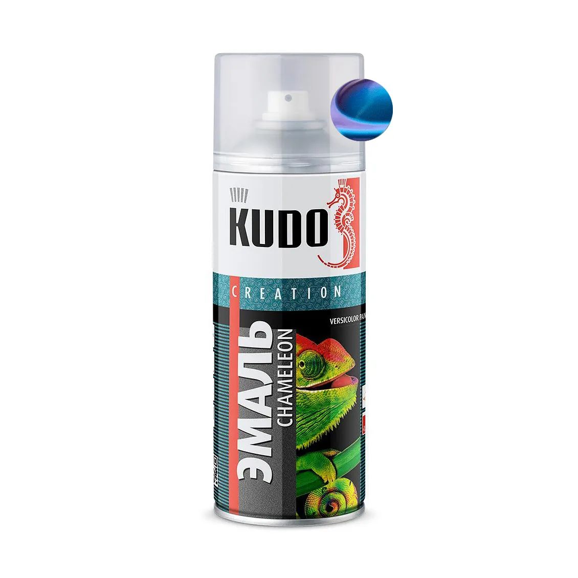Аэрозольная краска KUDO "Хамелеон - CHAMELEON", быстросохнущая, акриловая, полуматовая, 0.52 л, изумрудный фламинго
