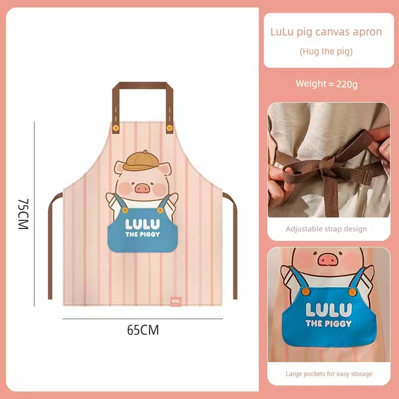 Холщевый фартук LULU Pig, дизайн обнимающей свинки, водонепроницаемый кухонный наряд