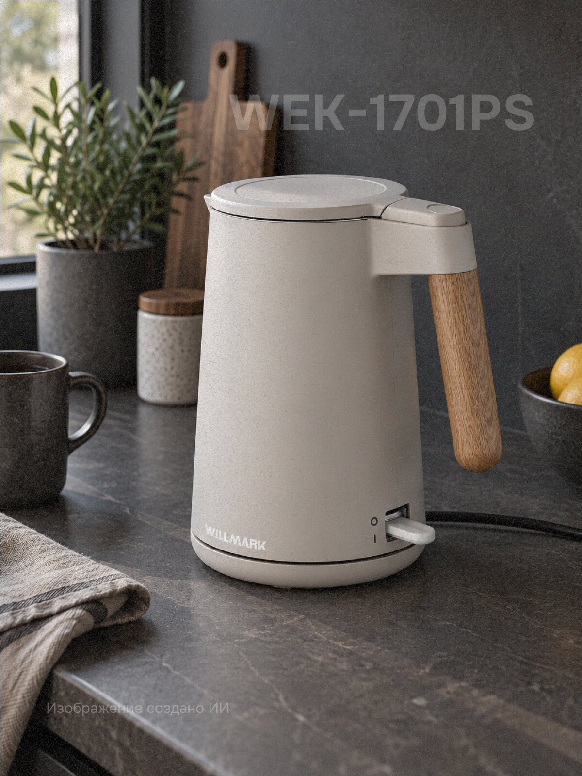 Чайник эл. WILLMARK WEK-1701PS (1.7л, двойные стенки, эффект термоса, цельнометаллич. колба, 2000Вт) — фото 1