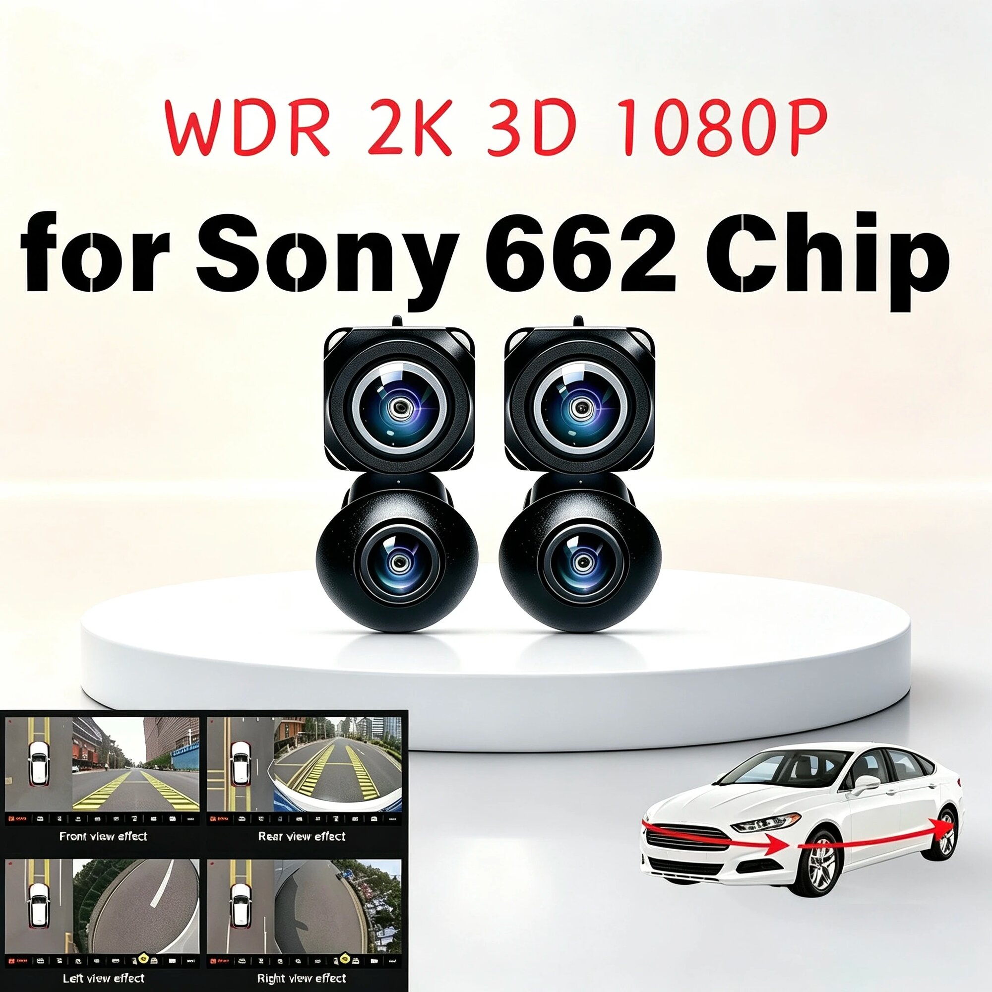 3D-камера для автомобиля с WDR, на чипе Sony 662, панорамная 360-градусная камера HD 1080P 2K с обзором с высоты птичьего полета для универсальных автомобильных магнитол Android