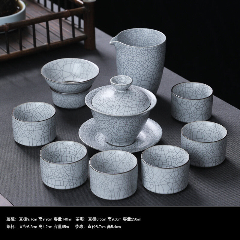 Чайный сервиз Moon White Ru Kiln, набор для заваривания чая, для домашнего использования, легкий, роскошный, высококачественный керамический чайник и чашки, подходит для небольших офисов