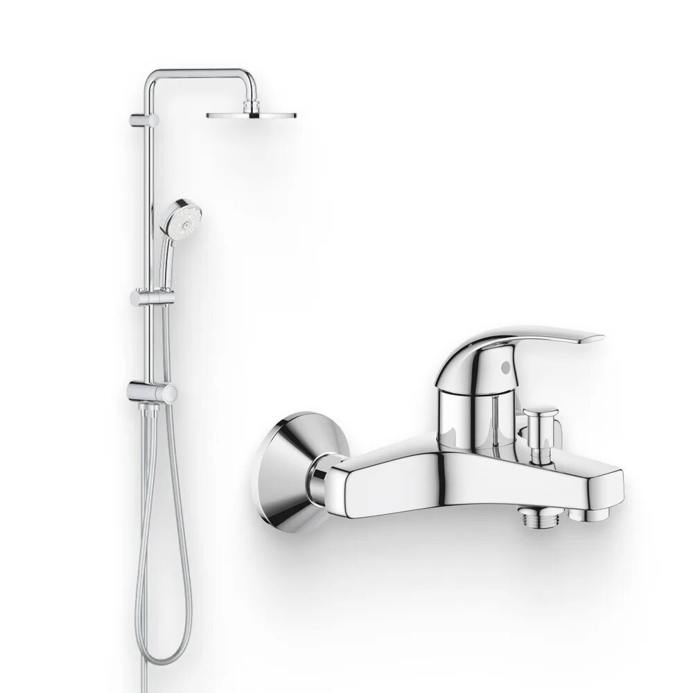Душевой комплект Смеситель Grohe BauCurve 23599000 / Стойка New Tempesta Cosmopolitan 27394002