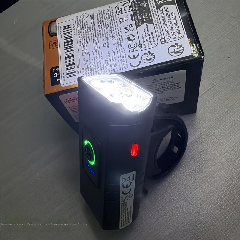 Светодиодный велосипедный фонарь с USB-зарядкой, пластиковый, крепление на руль для ночных поездок и активного отдыха на природе, 1 шт.