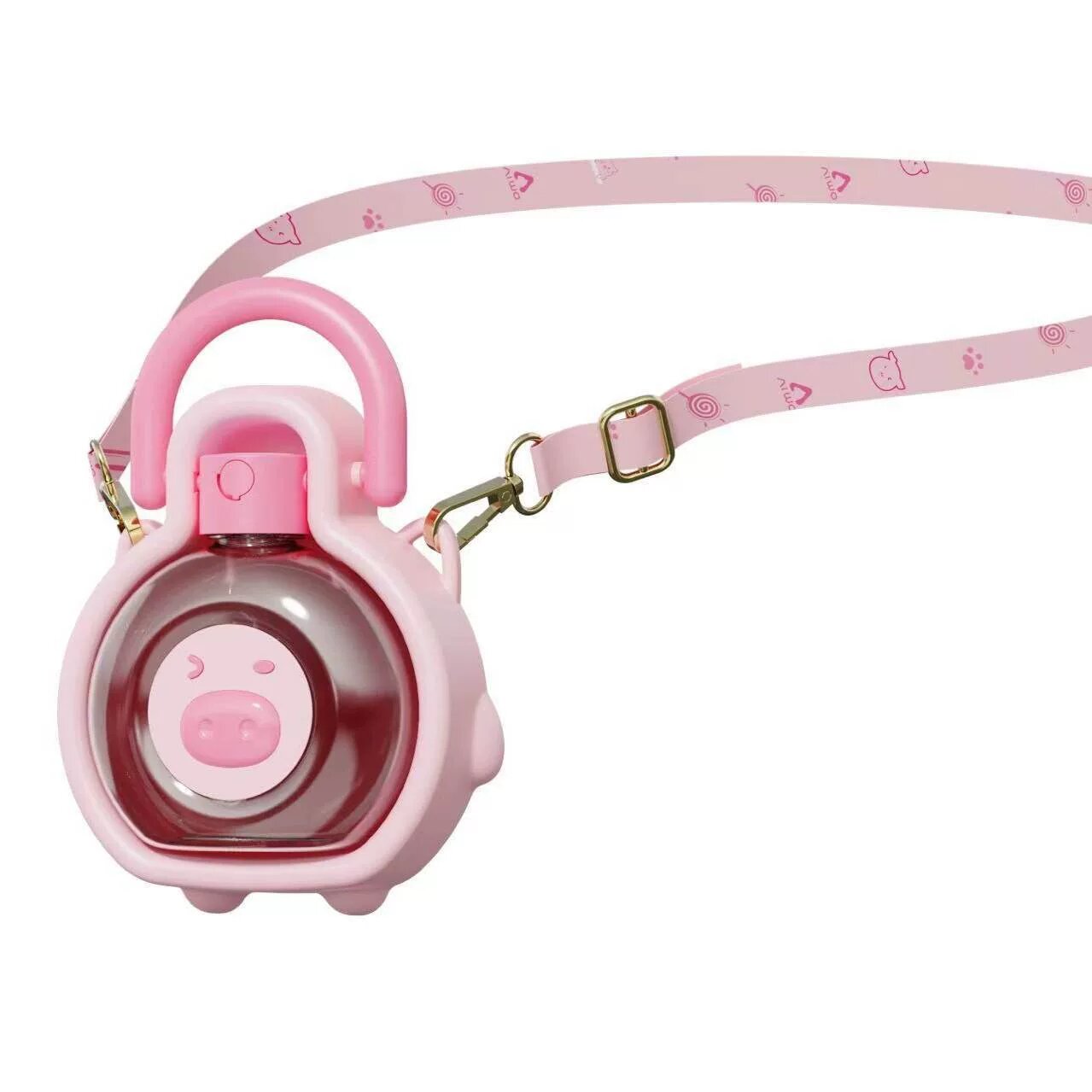 Doudou Pig Переносной стакан Розовый с ремешком для животных, 200 мл, легкий дизайн