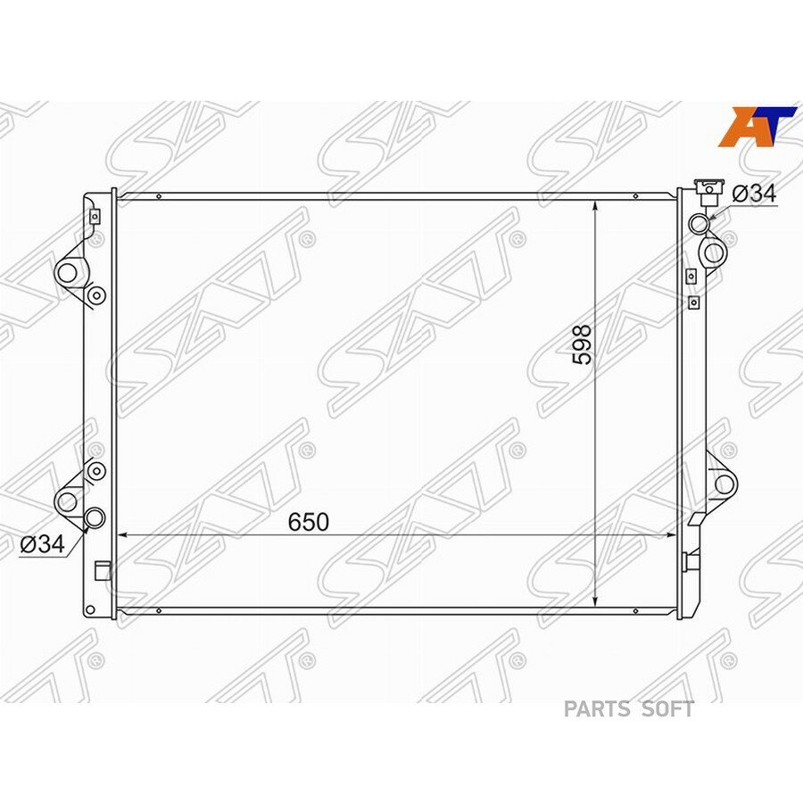 Радиатор Toyota Land Cruiser Prado (J120, J150) 02-20 / 4Runner 02-09 от официального дистрибьютора, SAT, артикул TY0009120