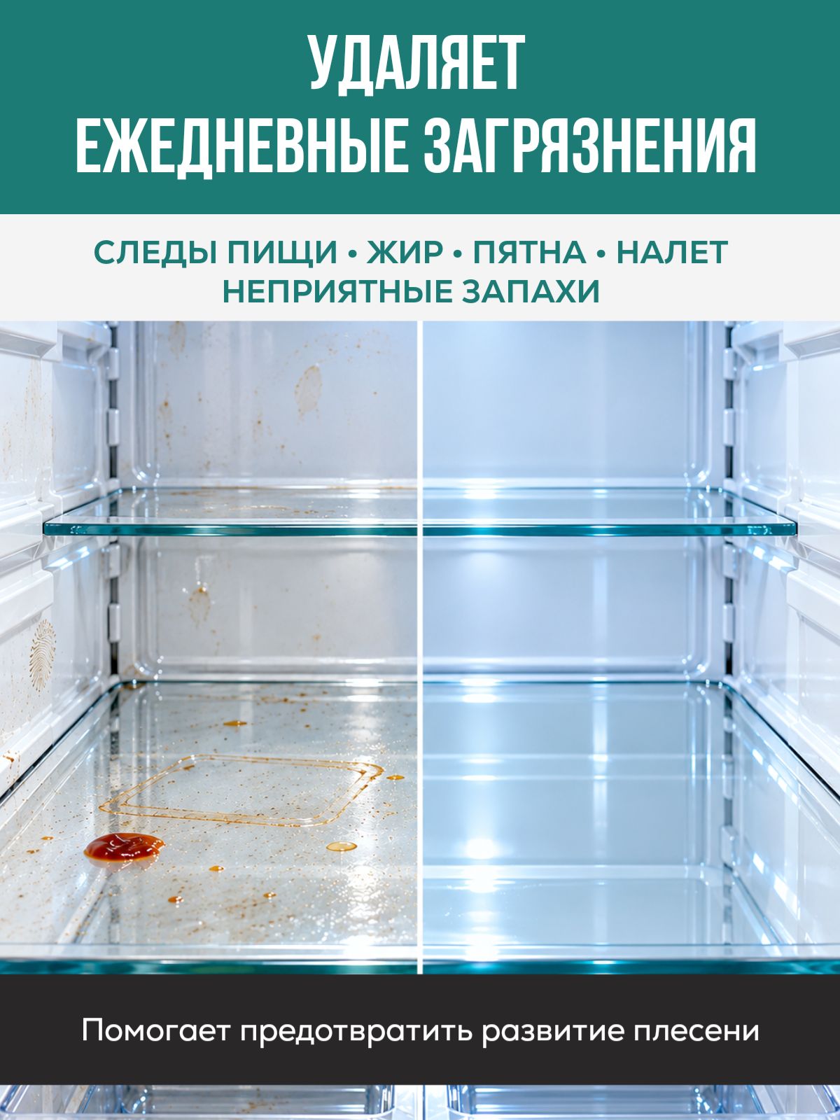 Средство для мытья и чистки холодильника, очиститель для кухни, фасадов, техники, 500 мл
