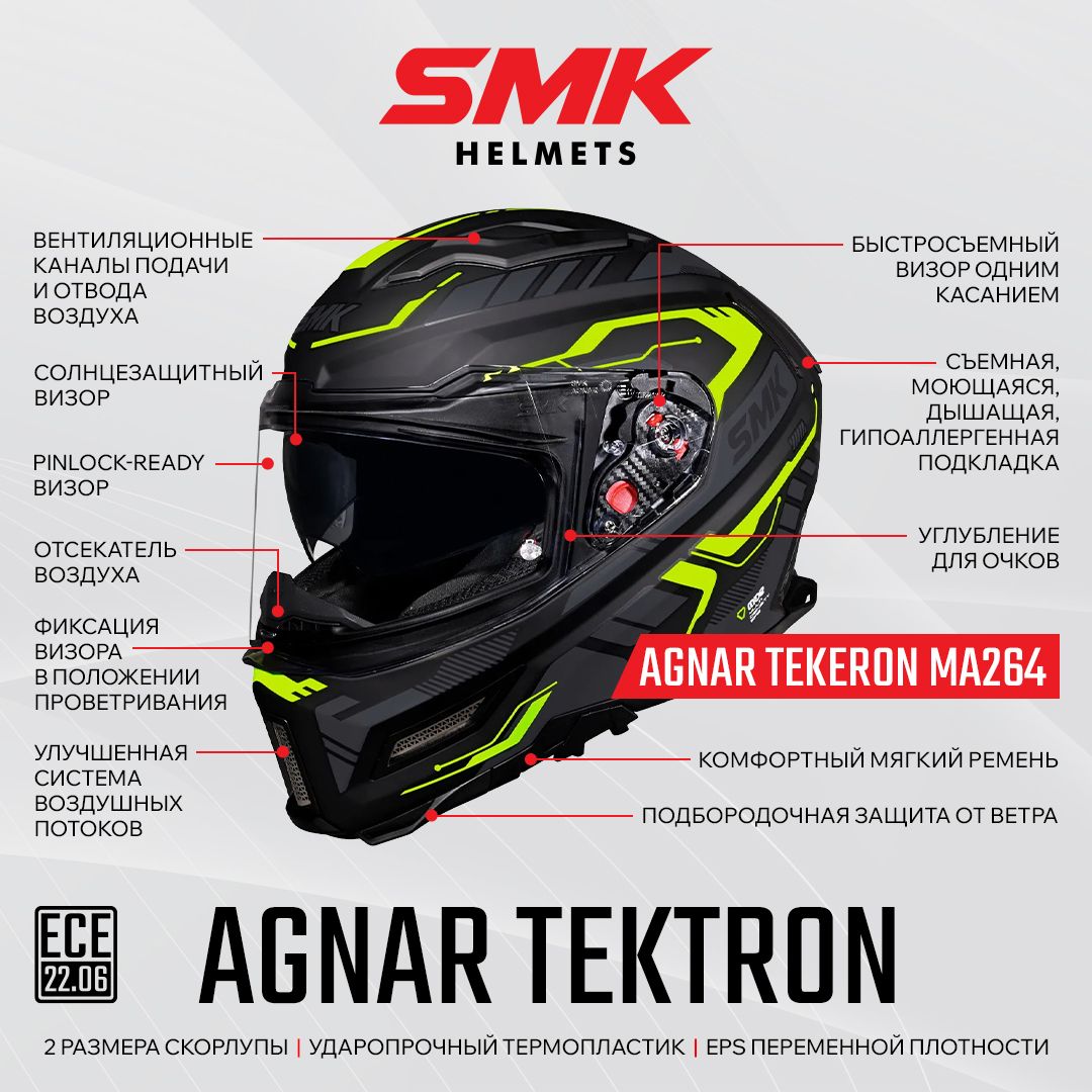 Мотошлем SMK Agnar Tektron MA264 интеграл