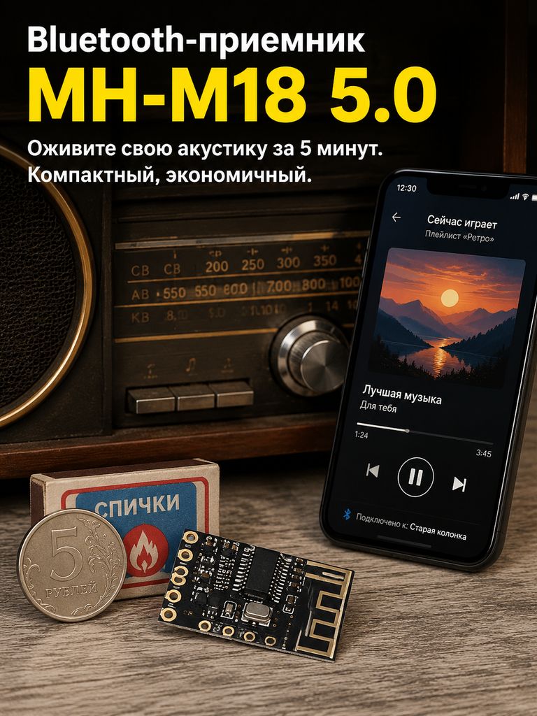 MH-M18 Bluetooth 5.0 Аудио приемник беспроводной модуль для DIY доработки аудиосистем