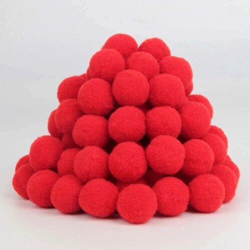 Красные помпоны 8-30 мм для рукоделия 20г 20mm 20g 60pcs