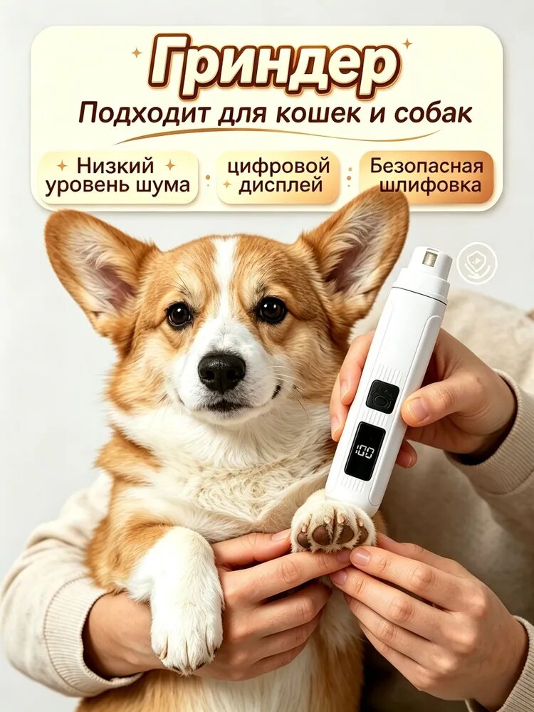 Электрическая когтерезка гриндер для кошек и собак, бесшумная машинка для стрижки когтей с LED дисплеем, USB зарядка, алмазный шлифовальный круг