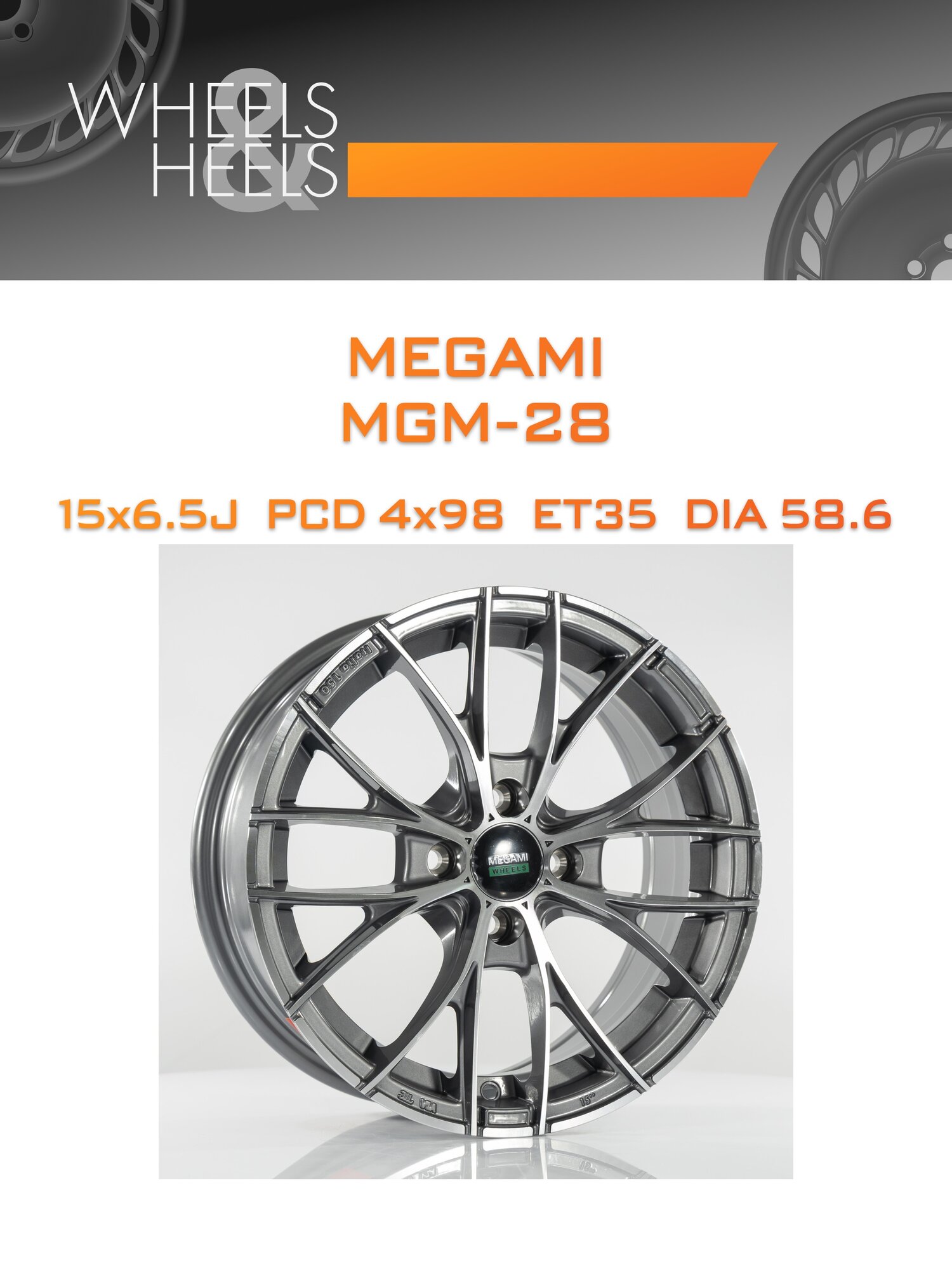 Диск автомобильный литой Megami MGM-28 15x6.5 4x98 et35 dia58.6 gmf