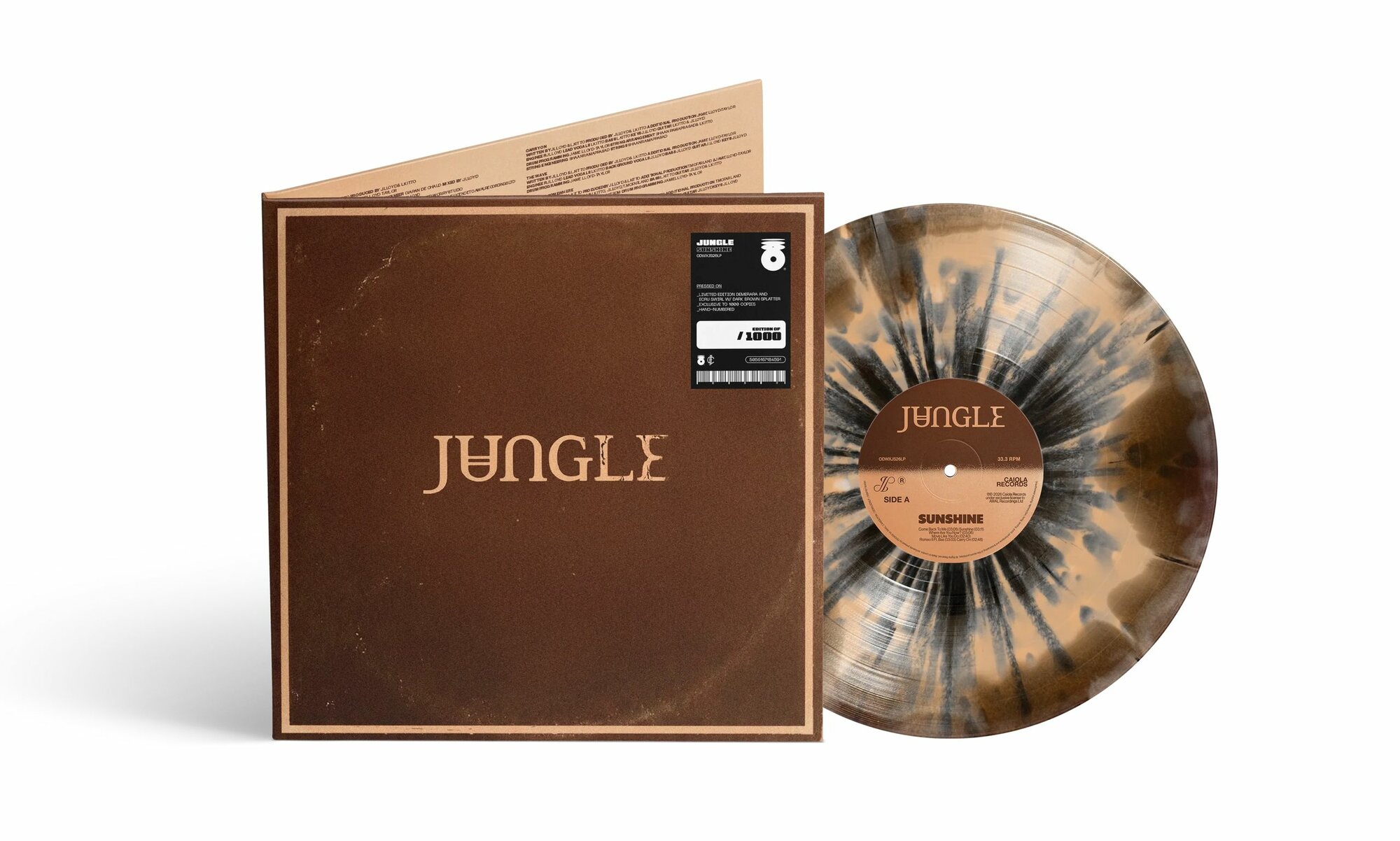 Jungle - Sunshine (1000шт в мире Ecru & Demerara Swirl with Dark Brown Splatter, Numbered UK Limited) Цветная, Ультра-Редкая, Пронумерованная Виниловая Пластинка от Джангл