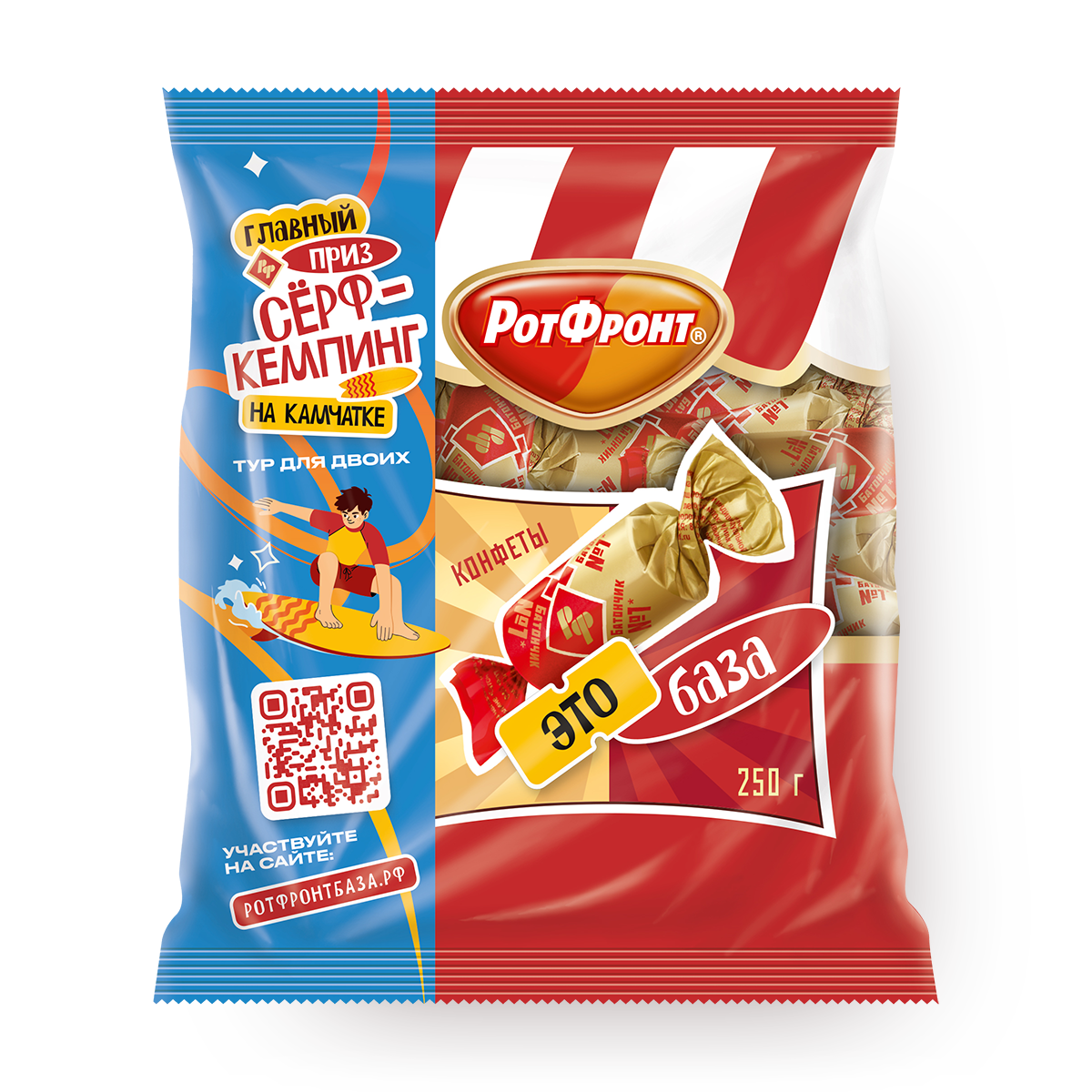 Конфеты Рот Фронт "Батончик", молочный шоколад, арахис, 250 г