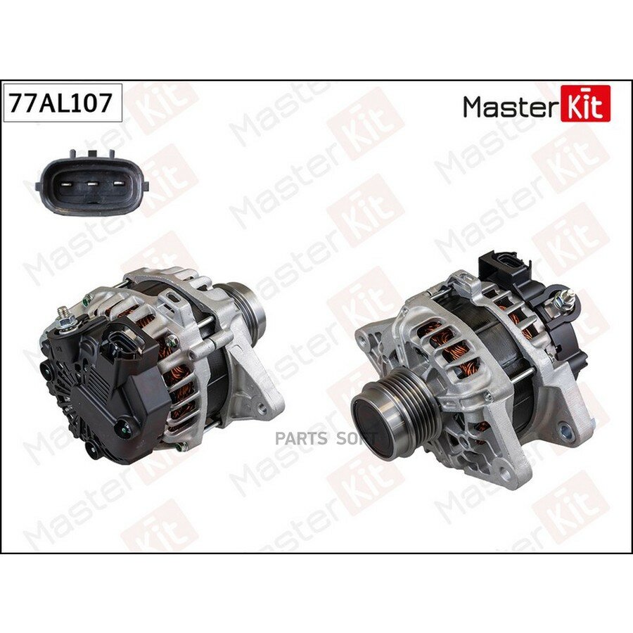 Генератор HYUNDAI i30 (GD) / KIA Ceed (JD) (14V 90A) от официального дистрибьютора, MASTERKIT, артикул 77AL107
