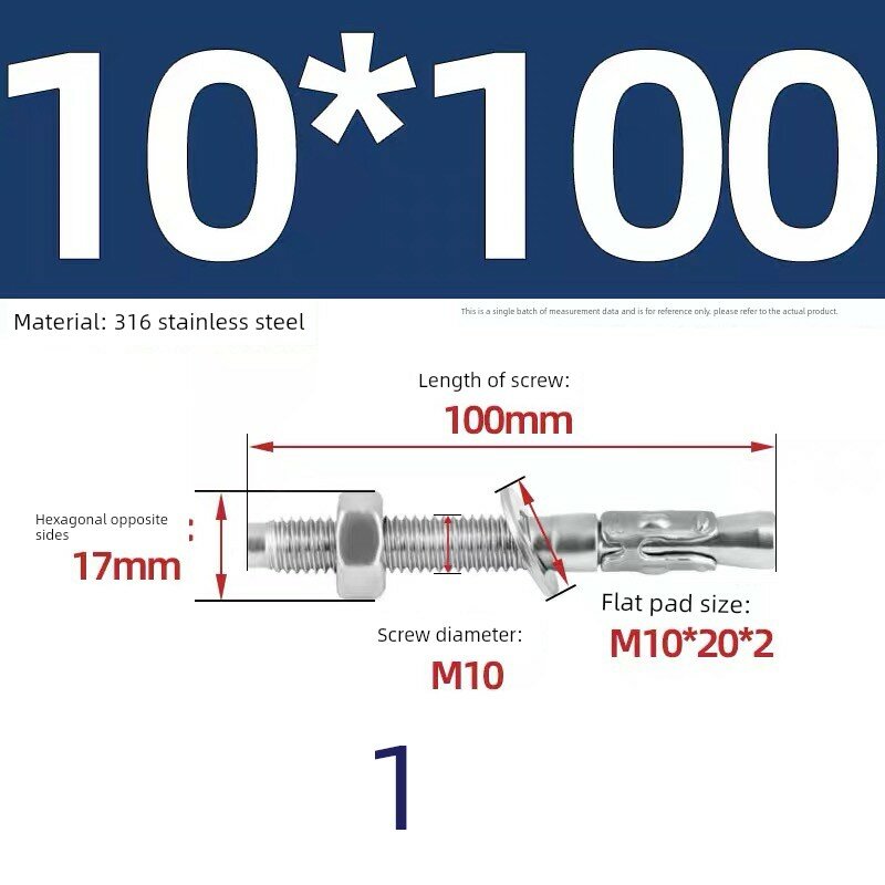 316 Нержавеющая сталь распорный болт M10 x 100 мм высокая прочность для скалолазания