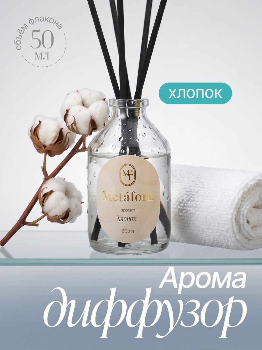 Диффузор для дома с палочками 50мл "Хлопок", диффузор для дома