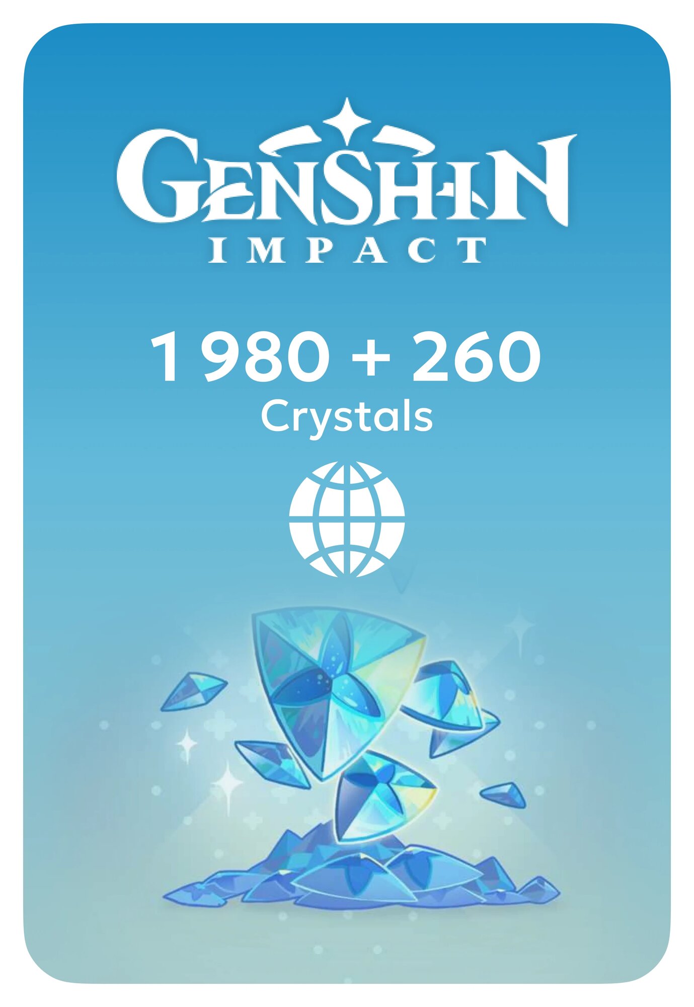 Игровая валюта Genshin Impact 1980 + 260 Genesis Crystals - Global (Top-up) (hoYoverse; Android, iOS; Все регионы)
