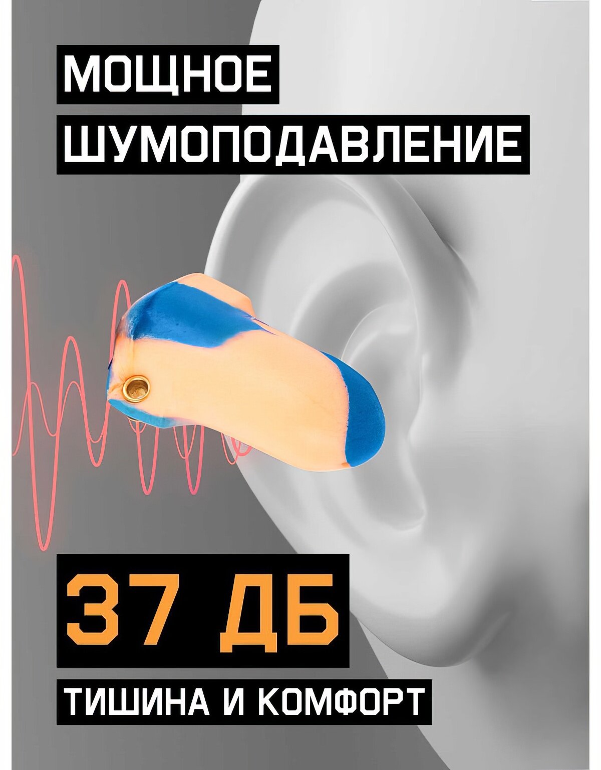 Противошумные беруши с металлодетекцией со шнурком Jeta Safety silentium max, 37 дб, 1 пара JEM51