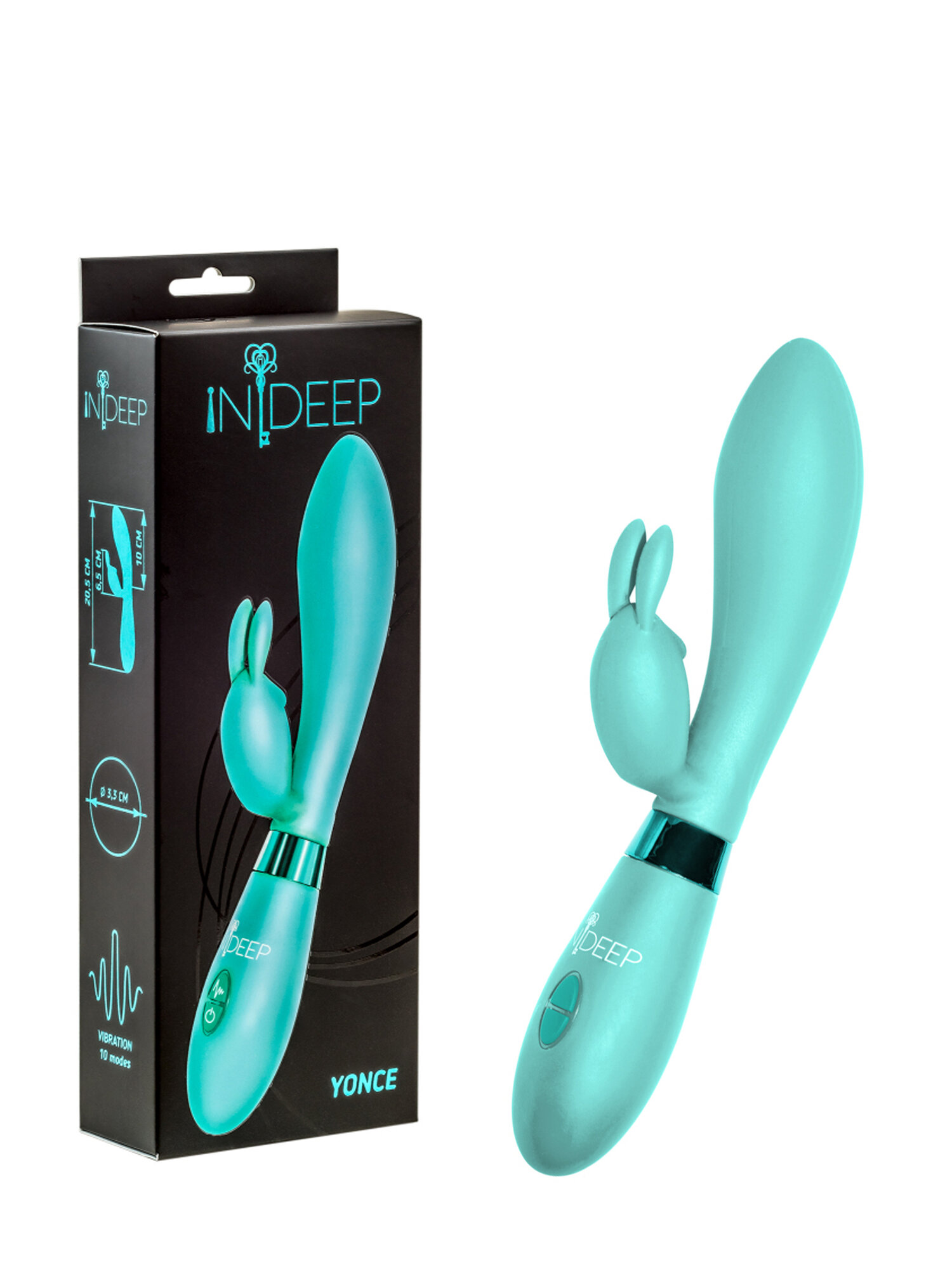 K-7702-04indeep Вибратор Indeep Yonce Turquoise (20.5, Ø 3.3 см) Indeep Lola