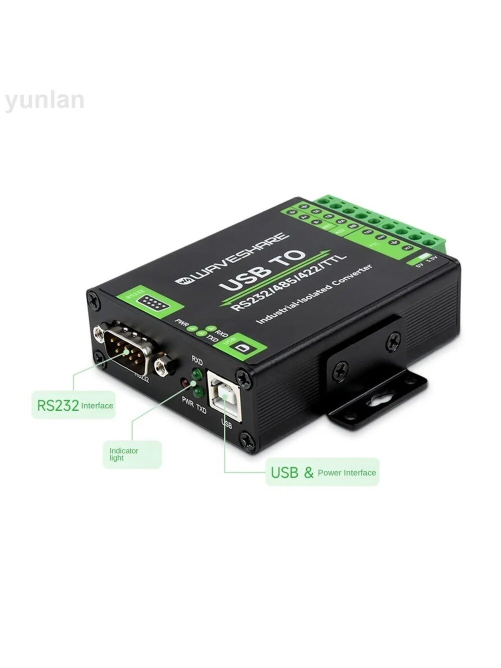 Промышленный изолированный преобразователь USB в RS232/485/422/TTL Waveshare