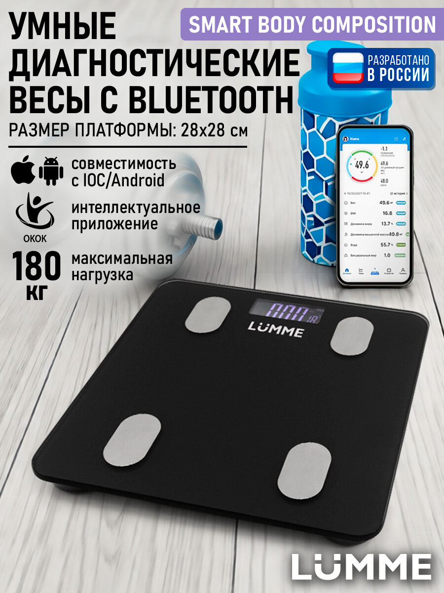 Весы напольные умные LUMME LU-1334 черный жемчуг