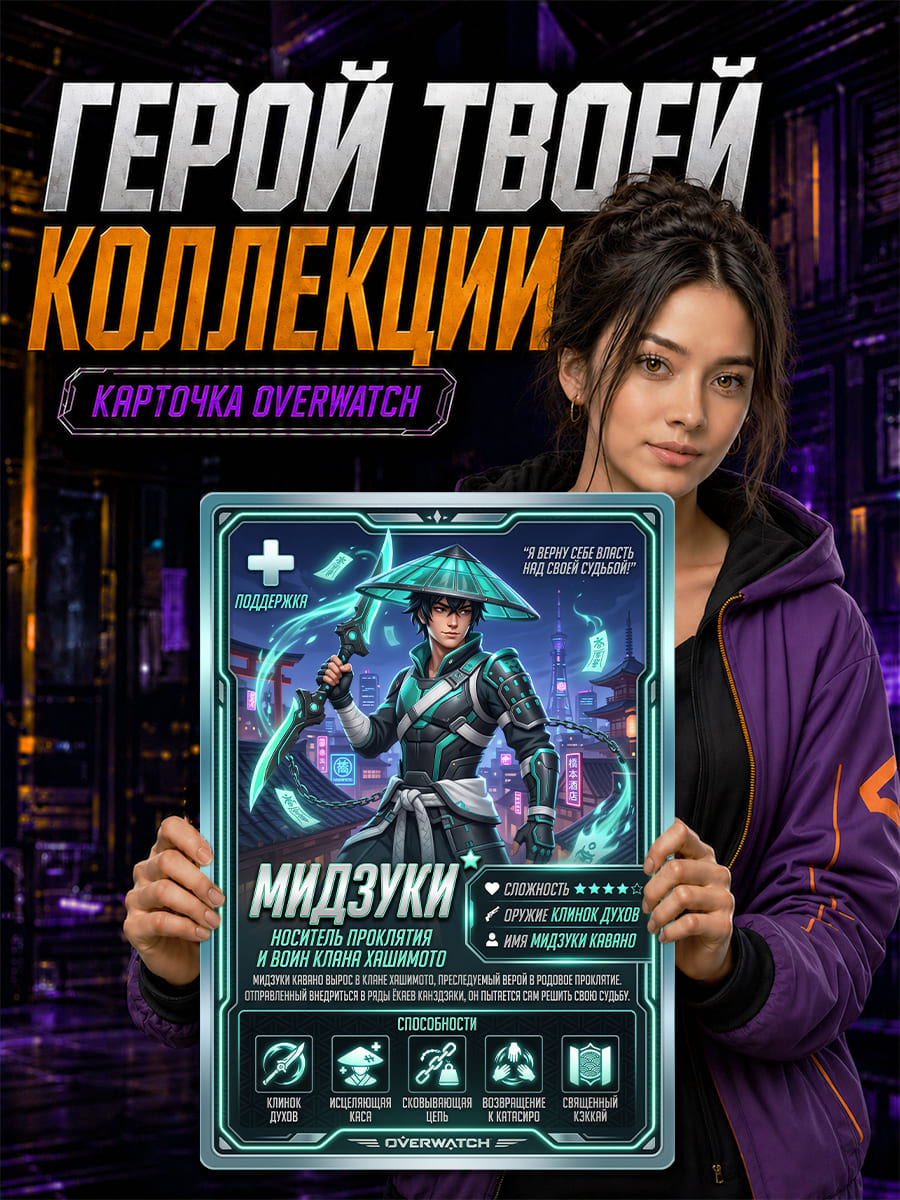 Карточка героя Overwatch Мидзуки