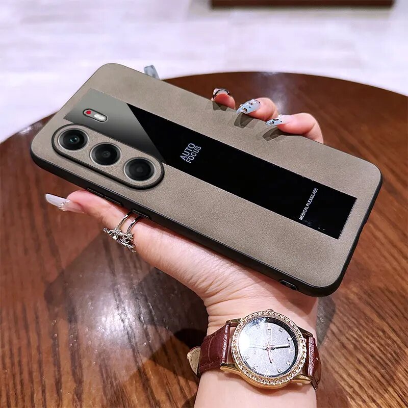 Чехол из овечьей кожи для Infinix Tecno Camon 40 Pro, приятный на ощупь, противоударный серый