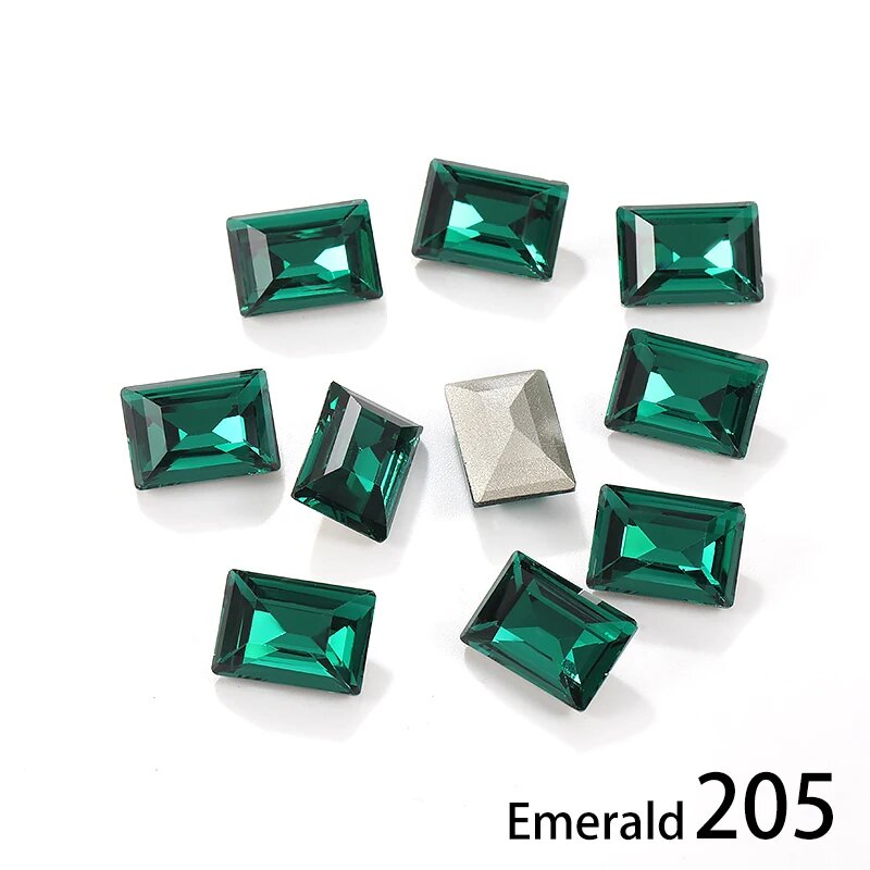 Искусственные стразы YICHUAN 10x14 мм Изумрудный, Emerald
