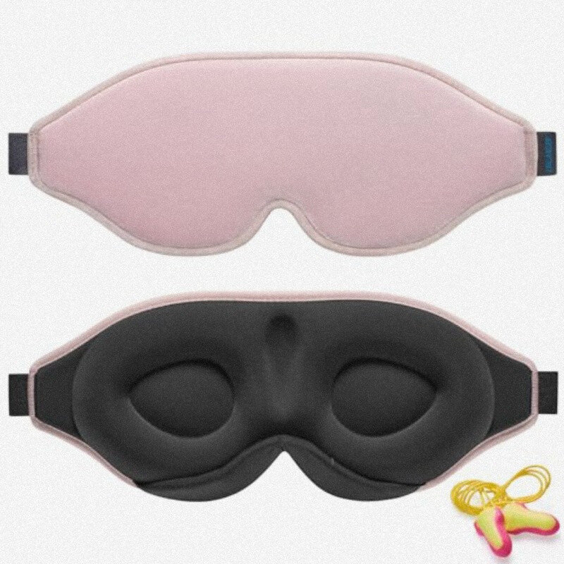 Универсальная маска для сна 3D с полной блокировкой света, с наушниками, розовая, беспроводная зарядка, без батареек, для сна, дневного сна, медитации и путешествий