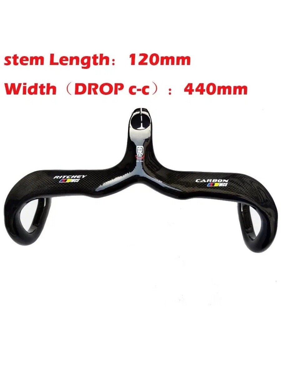 RITCHEY WCS 3K Глянцевый полностью карбоновый интегрированный руль для шоссейного велосипеда, изогнутые рули