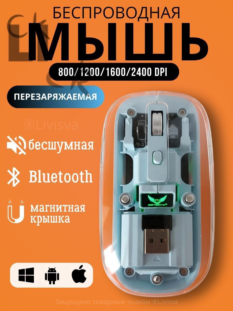 Мышь беспроводная, голубой