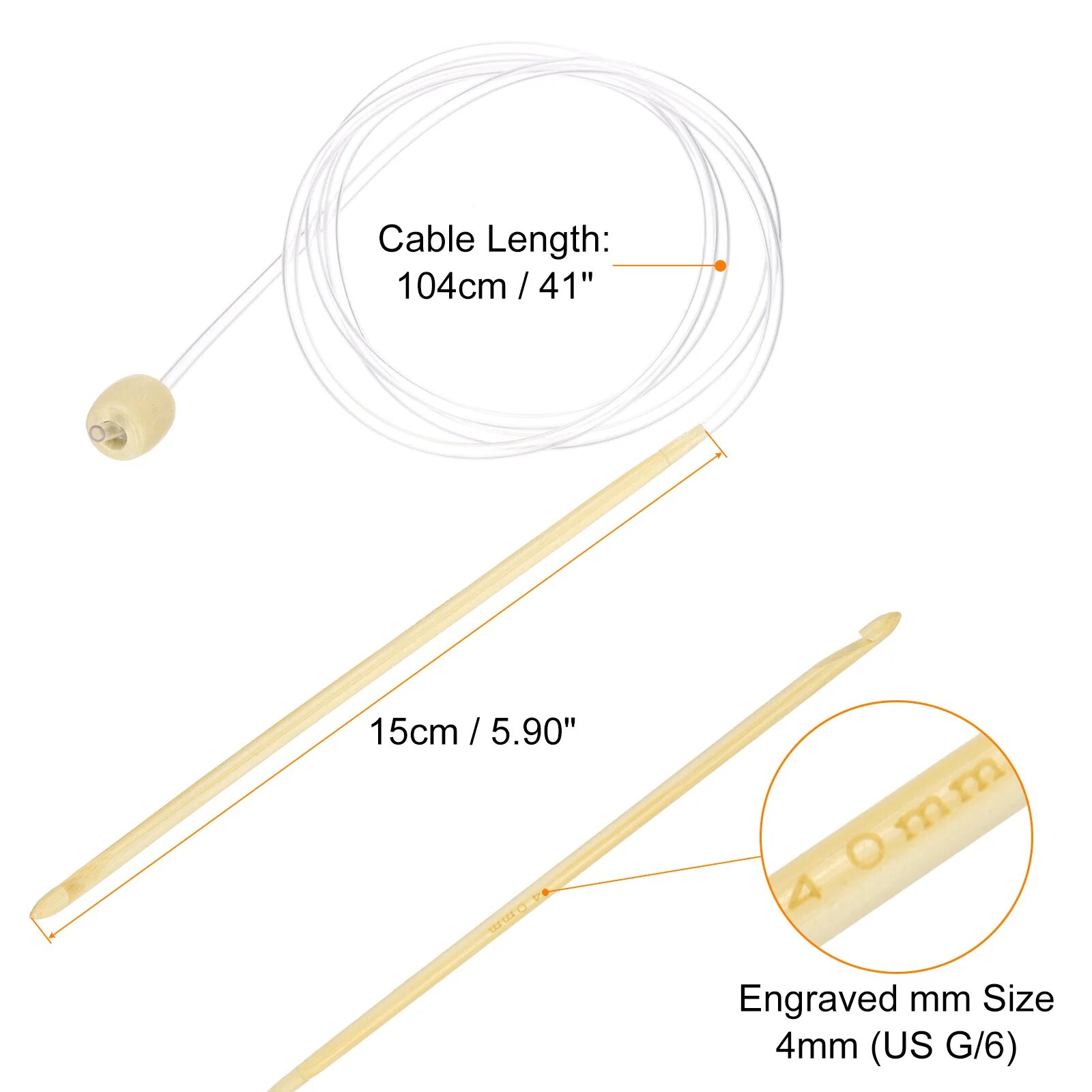 Бамбуковый тунисский крючок 4 mm (US G/6) 41см
