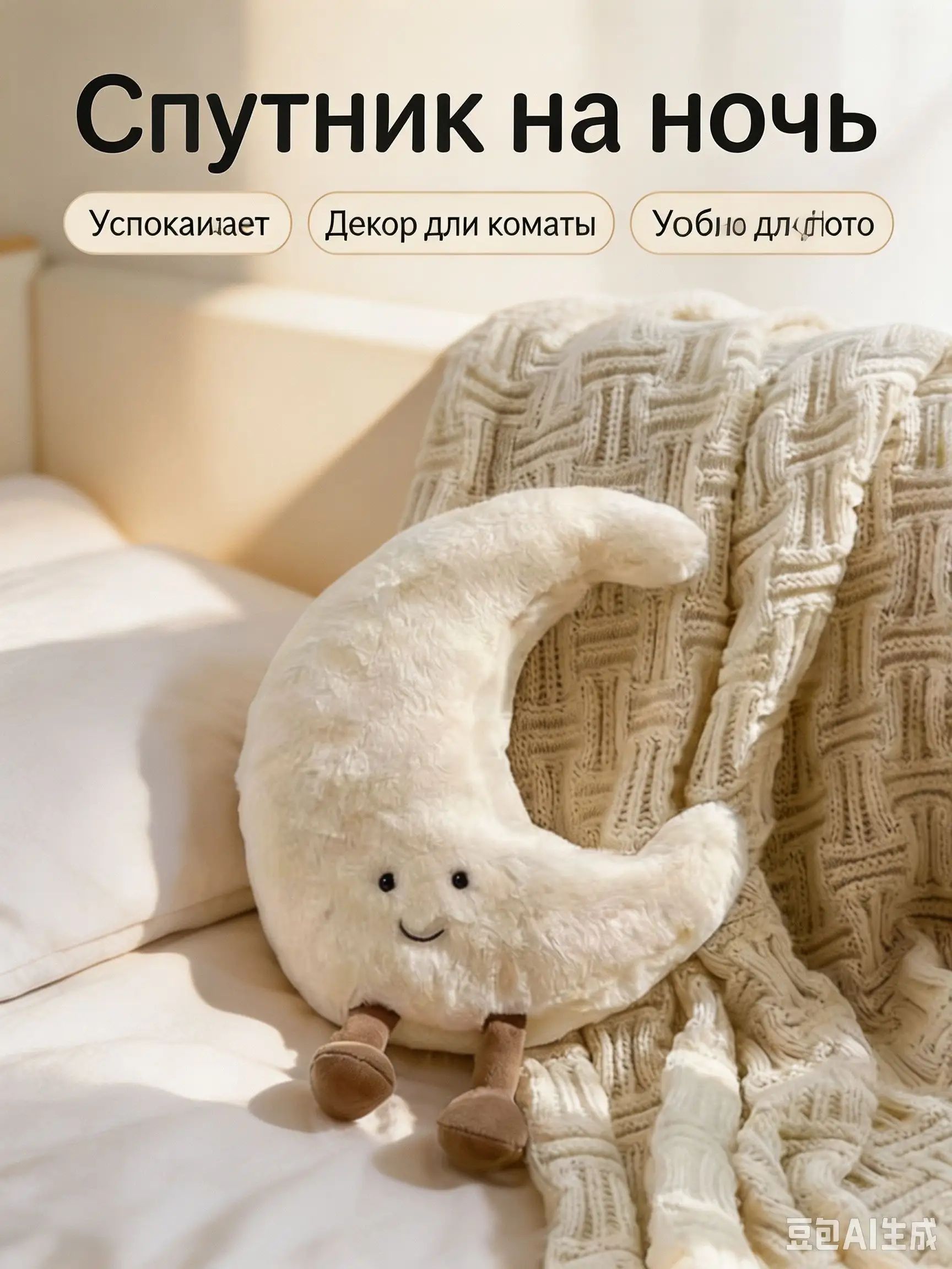 Плюшевая подушка Луна с ножками,25CM