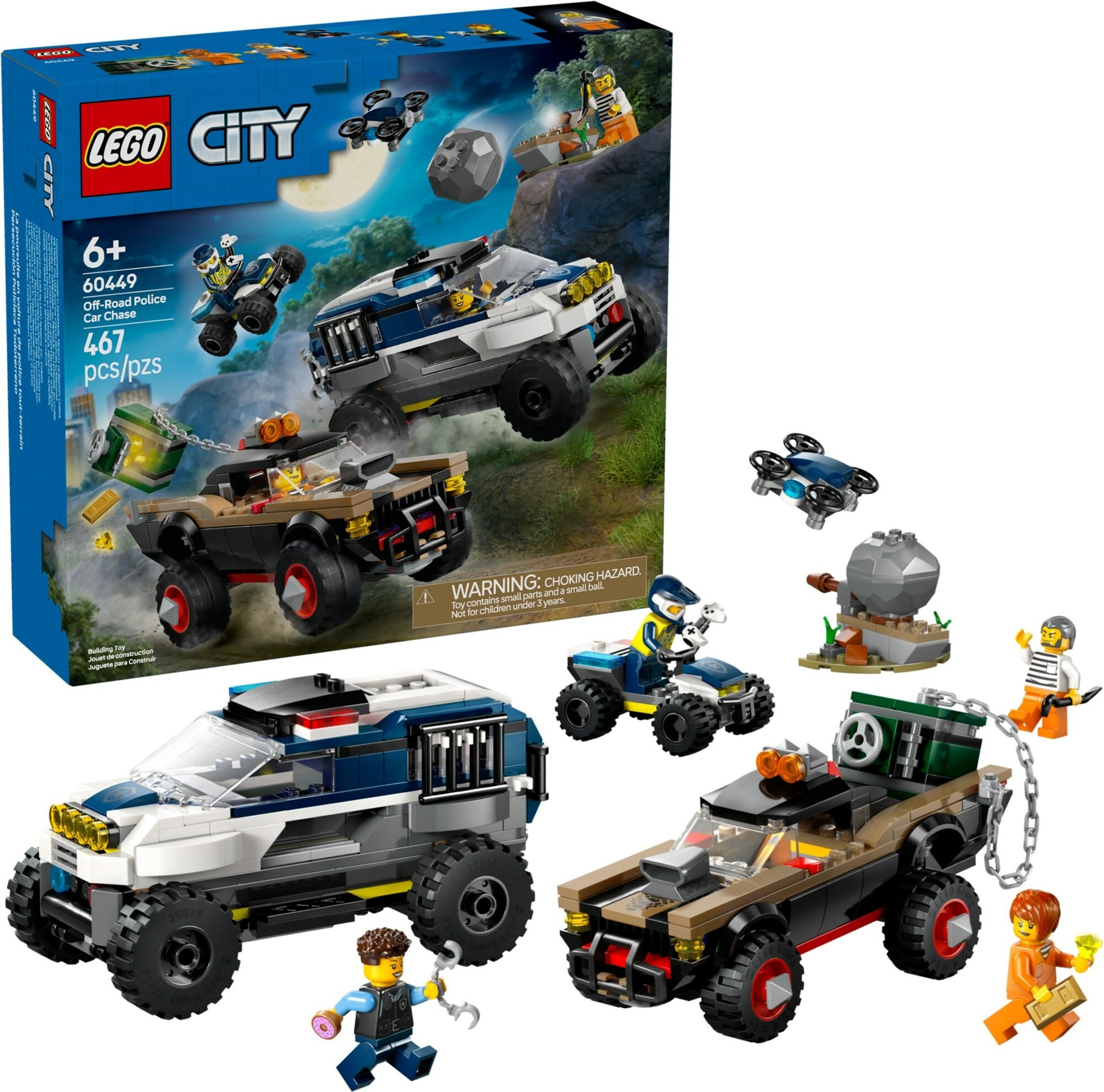 Конструктор LEGO City 60449 Погоня на полицейском внедорожнике, 467 деталей, от 6 лет