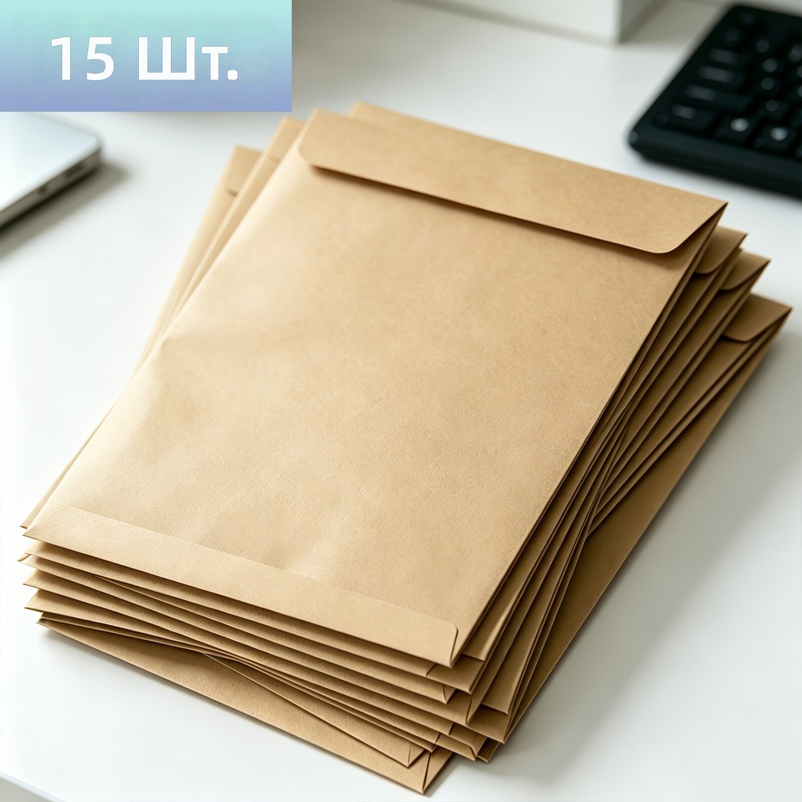 Крафтовые коричневые конверты C5 самоклеящиеся с клеевым клапаном, 162×229 мм, для документов и приглашений, 15 шт.