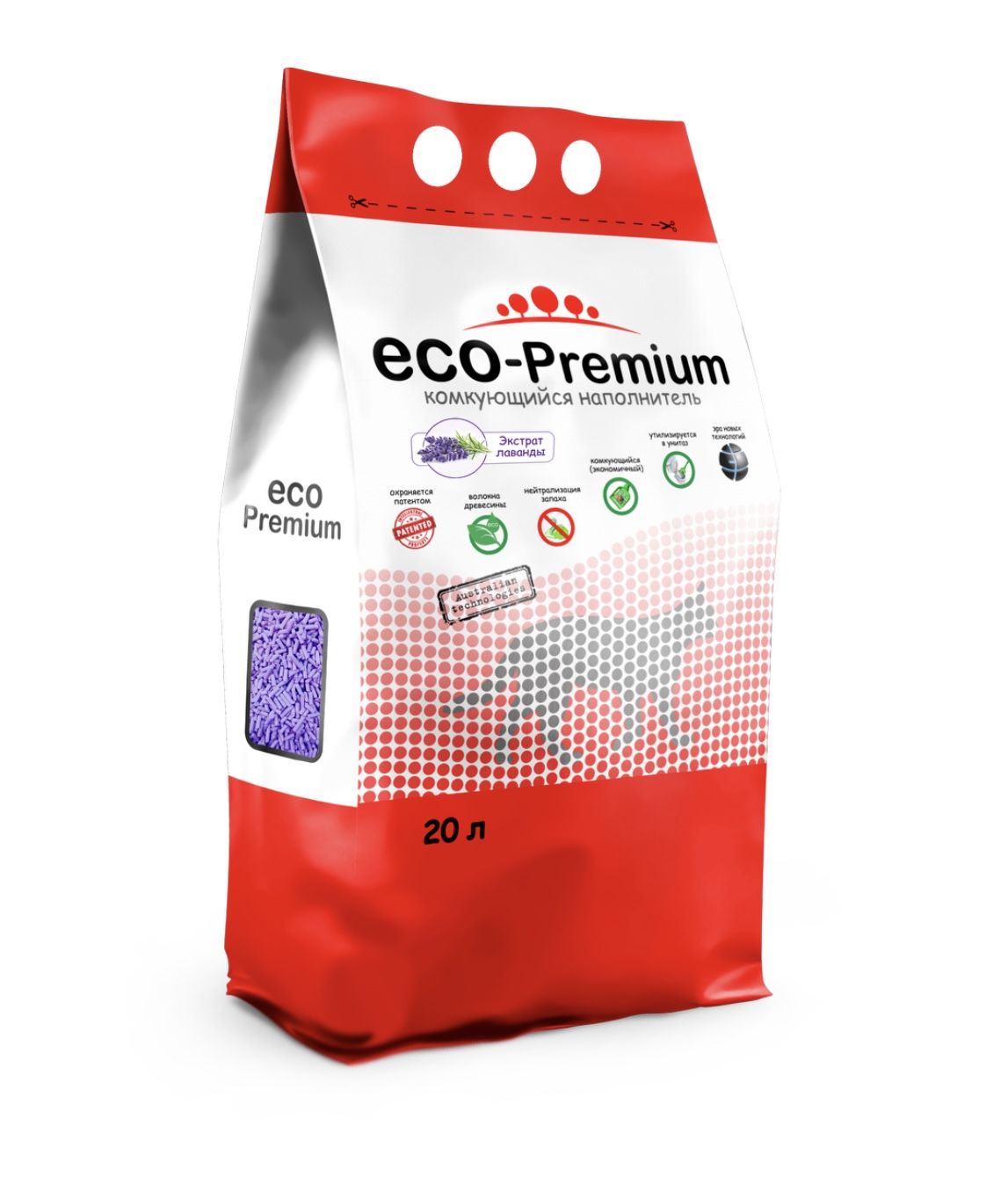 ECO-Premium Наполнитель Древесный Комкующийся Лаванда 7600г.