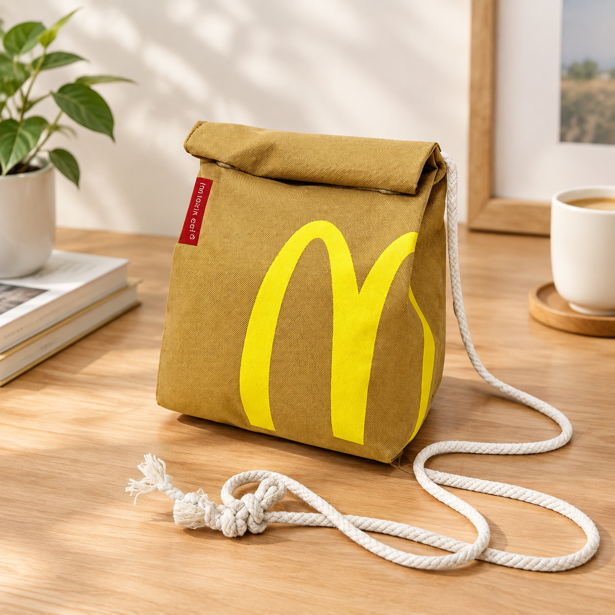 Рюкзак McDonald`s, школьный, унисекс, для средней и старшей школы, бежевый, нейлон (Объем: 13 л)