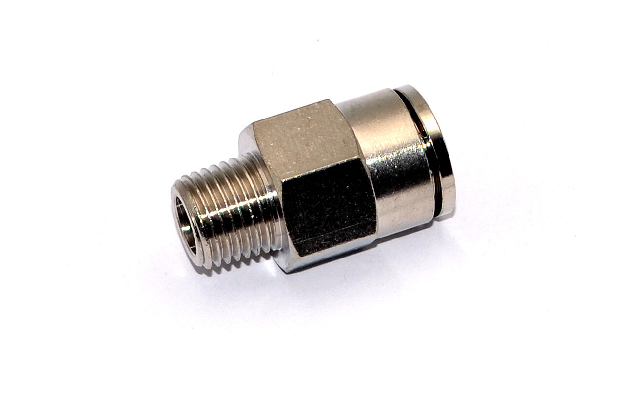 HIMPT Пневмофитинг латунный прямой с наружной резьбой NPCT 12-02 (R1/4) 00-00012548